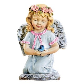 Hand-Painted Sweet Angel with Bird Indoor & Outdoor Statue - 10.500 x 8 ...