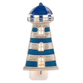 Coastal Lighthouse Night Light Electric 7 Watt Blue and Silver - Bed ...