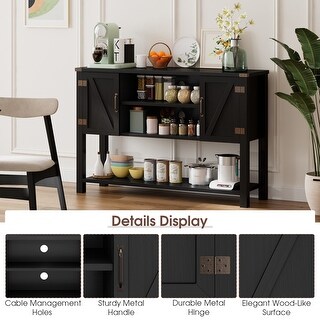 Gymax Buffet Sideboard Storage Cupboard Console Table with Open Shelf ...