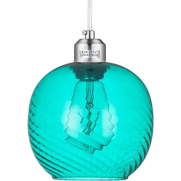 Modern teal glass pendant light blue globe glass pendant lighting for ...