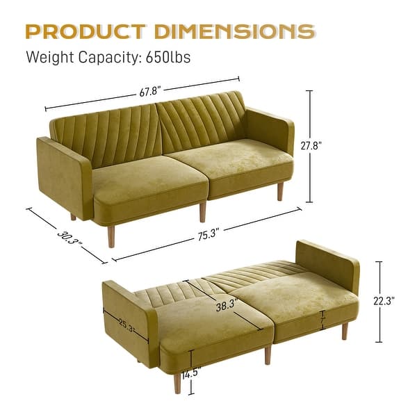 Ouyessir Upholstered Tufted Convertible Futon Sofa Bed - Bed Bath ...