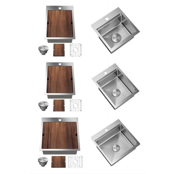 RV Workstation Drop-in Topmount Bar Prep Kitchen Sink 16 Gauge ...