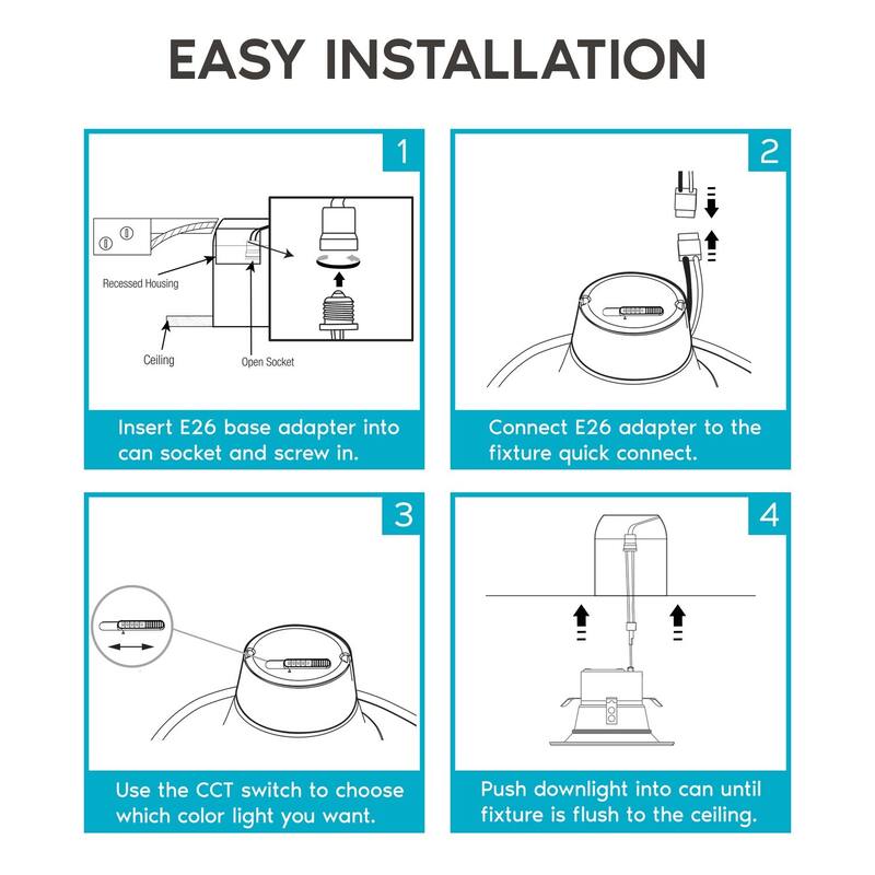 Luxrite 4" LED Recessed Can Lights, Color Selectable 2700K | 3000K ...