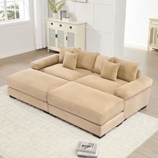 Roomfitters 92"/82.6" Oversized Modular Sectional Couch, Corduroy Cloud ...