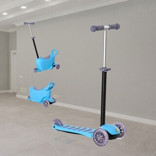 3-in-1 Kids Push Car, Scooter, and Sliding Walker with Adjustable ...