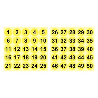 1 to 50 Number Stickers 1.5 Inch, Vinyl Round Labels Dot Decals, White ...