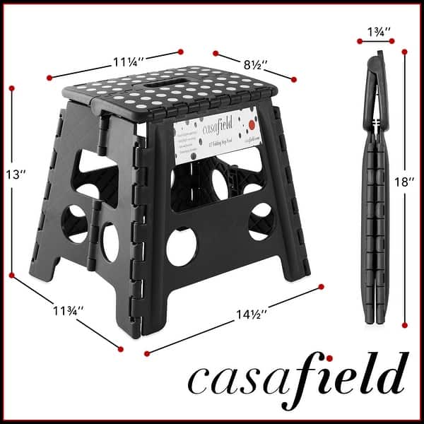 13in Folding Step Stool with Handle in Black - 13-Inch - Bed Bath ...