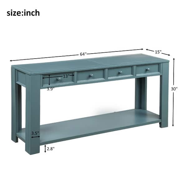 Console Table/Sofa Table with Storage Drawers and Bottom Shelf - Bed ...