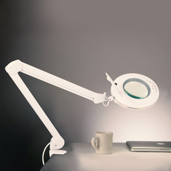 Brightech Lightview Pro 33 in. White Plug-in Adjustable Swing Arm ...