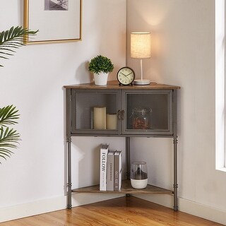 VECELO 3-Tier Corner Shelf with Storage Cabinet and Doors - Bed Bath ...