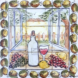 18in x 18in Lemon Theme Kitchen Backsplash Mosaic Mural - Bed Bath ...