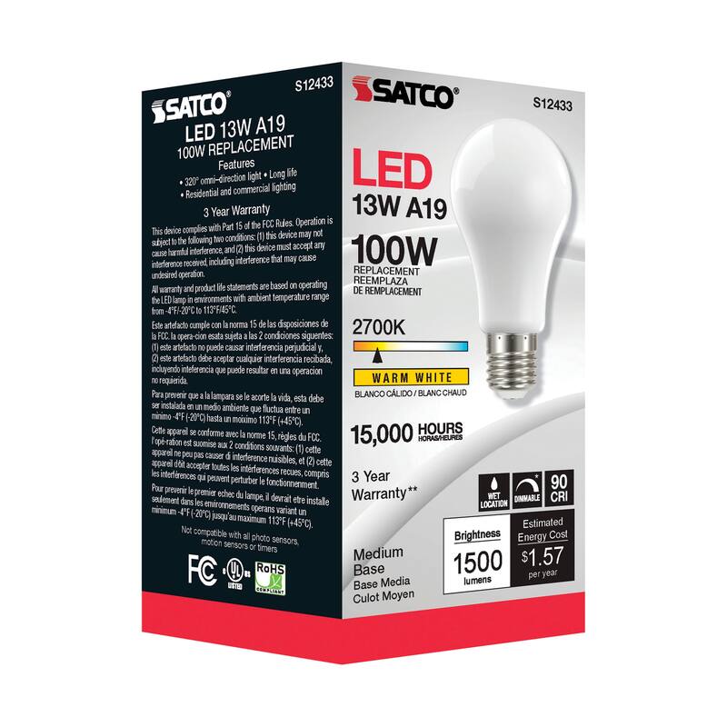 13.5 Watt LED A19 Soft White Medium Base 2700K 90 CRI 120 Volt - N/A - Bed Bath & Beyond - 33705263