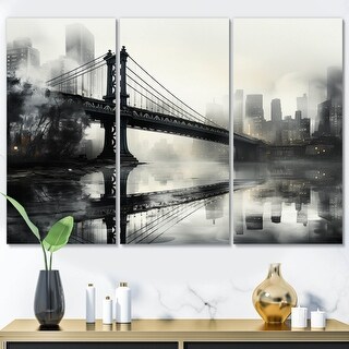 Designart "Grey Bridge Urban Connection Charcoal I" Architecture Wall ...