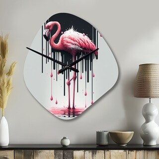 Flamingo With Paint Dripping1 - Flamingo Wall Clock in Asymmetrical ...