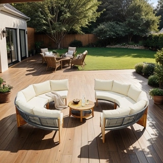 Half-moon Outdoor Furniture 6-Person Seating Group with Cushions and ...