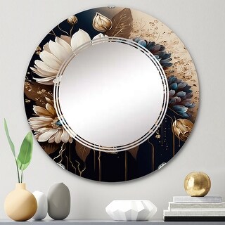 Designart 'Brown Daisy Bunch I' Printed Floral Daisy Wall Mirror - Bed ...
