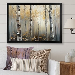 Designart "Birch Tree Dense Forest Iv" Tree Framed Canvas Art Print ...