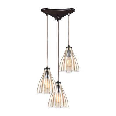 Matilda 3-Light Triangular Mini Pendant Fixture in Oil Rubbed Bronze ...