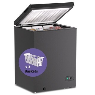 JEREMY CASS Chest Freezer Free-Standing Top Door Freezer with Baskets ...
