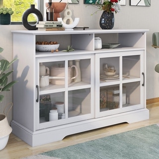 Transitional Window Pane Sliding Door Sideboard Buffet - Bed Bath ...