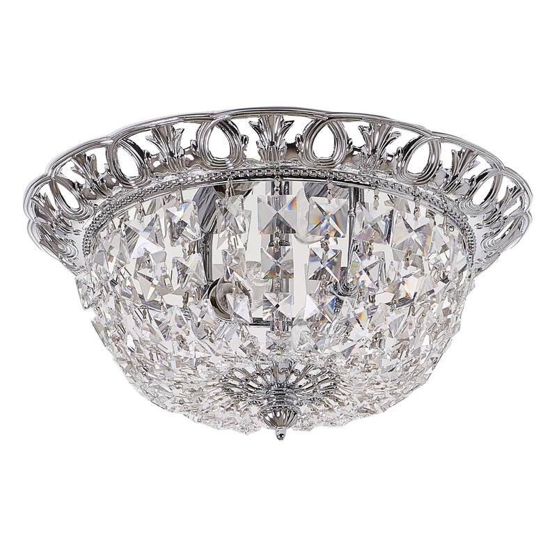 Chrome Metal Frame Flush Mount with Clear Crystal - Bed Bath & Beyond ...
