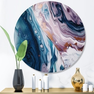 Designart "Solid Abstract Marble" Abstract Marble Metal Round Wall Art ...