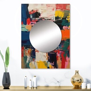 Designart "Red Blue Cubist Fusion" Cubism Mirror Red - Modern Large ...