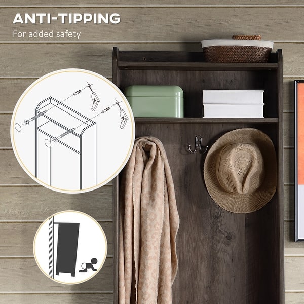 HOMCOM Rustic Hall Tree with Shoe Storage Bench, Entryway Bench with ...