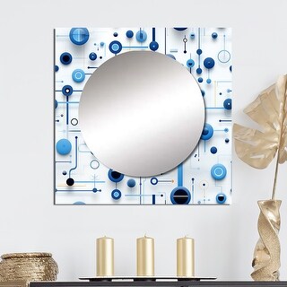 Designart "Cobalt Blue And White Grid Geometric I" Modern Wall Mirror ...