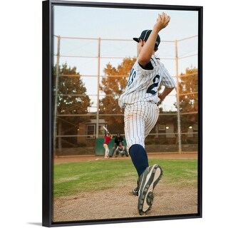 "Boy playing baseball" Black Float Frame Canvas Art - Bed Bath & Beyond ...