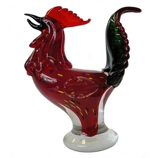 Red Glass Rooster On Glass Base Figurine - Bed Bath & Beyond - 39962237