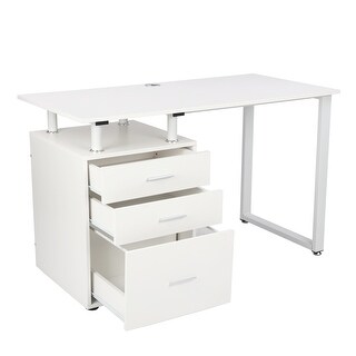 White Computer Desk with 3-Drawers-Cabinet - Bed Bath & Beyond - 36503506