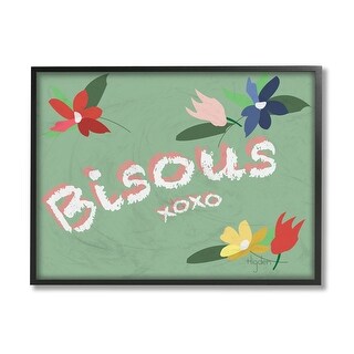Stupell French Bisous Text Floral Kisses Design Framed Wall Art - Bed ...