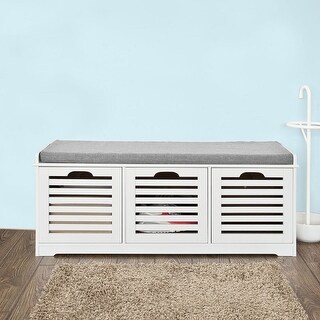 Haotian FSR23-W, White Storage Bench With 3 Drawers - Bed Bath & Beyond ...