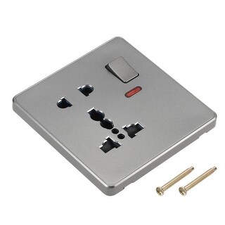 UK US Socket Switched Multi Power Outlet Grey 250V 13A 88mmx86mm - Bed ...