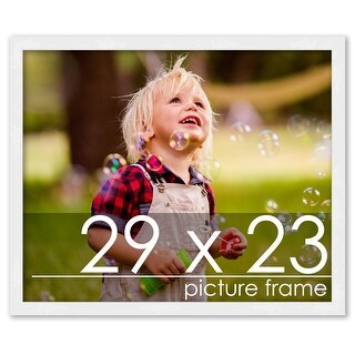 29x23 Contemporary White Complete Wood Picture Frame with UV Acrylic ...