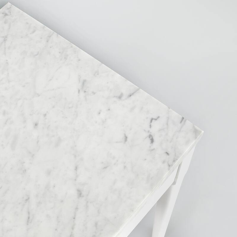 Alto 18" Square Italian Carrara White Marble Side Table with Legs ...