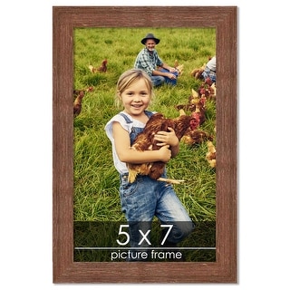 5x7 Frame Brown Barnwood Picture Frame with UV Acrylic Glass, Foam ...