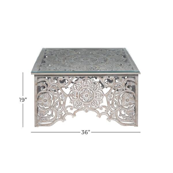 White Wood Mediterranean Coffee Table 19 x 36 x 36 - Bed Bath & Beyond ...