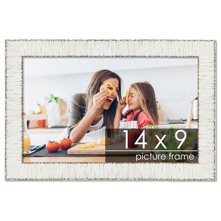 14x9 White Rustic Birch Wood Picture Frame with UV Acrylic, Foam Board ...