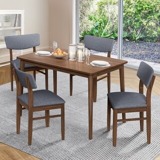 5 Pieces Dining Table Set, 1 Rectangular Table and 4 Chairs Fabric ...