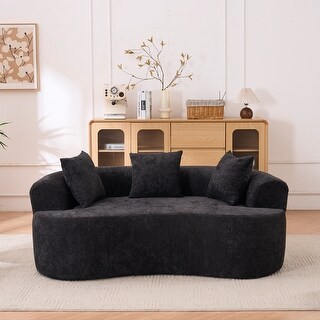 Crescent-Shaped Sofa, Modern Low-Back Design With Deep Cushions - Bed ...