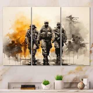 Designart "Army Camaraderie In Arms II" Army Wall Art Print Set - Bed ...