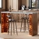 55" Long Bar Table Counter Height Pub with Faux Marble Tabletop for ...