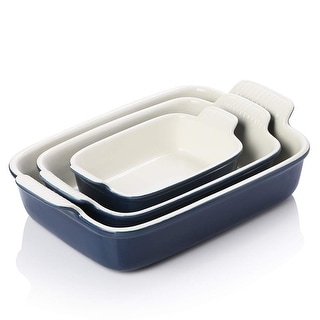 Porcelain Bakeware Set for Cooking, Ceramic Rectangular Baking Dish ...