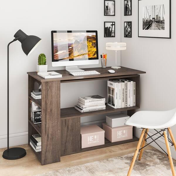360 Degree Rotating L Shaped Computer Desk Modern Home Office Corner ...