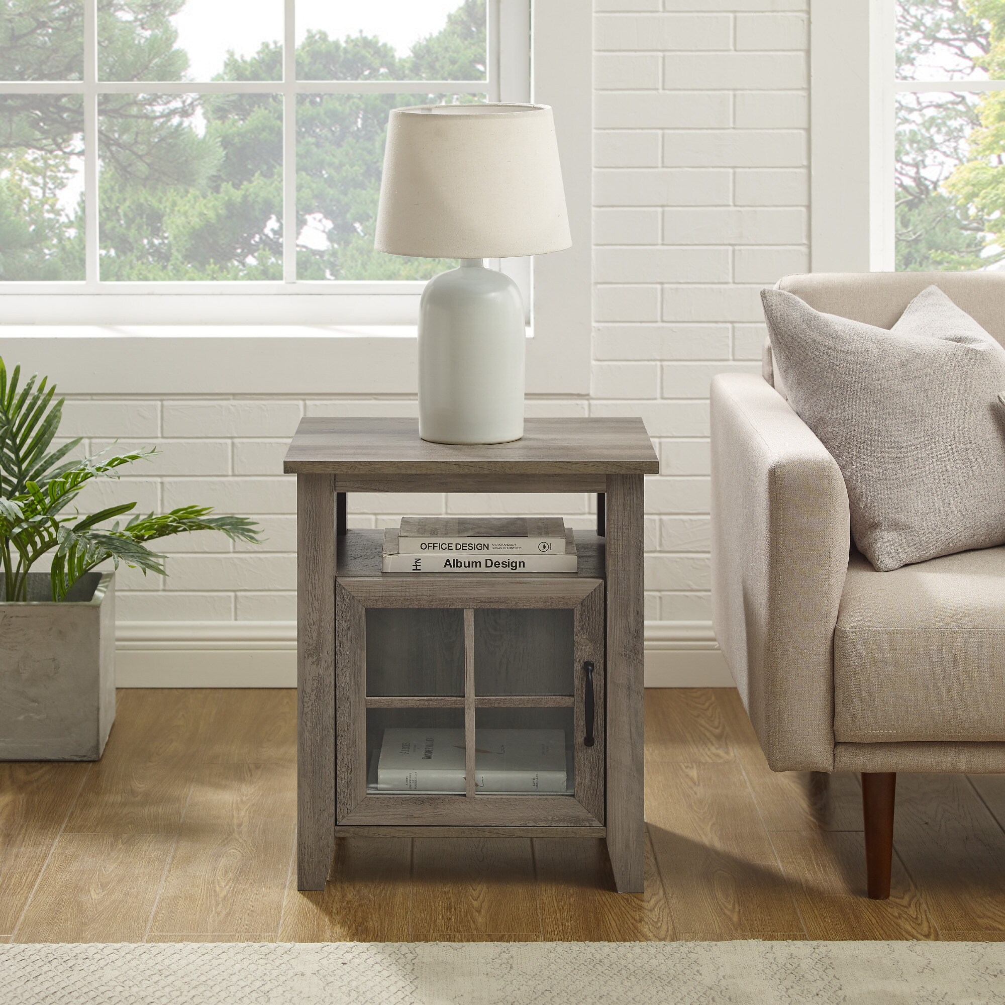 Middlebrook Windowpane-Glass Door Side Table - On Sale - Bed Bath ...