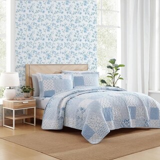 Coastal Patchwork Cotton Blue 2 Piece Quilt Set Fuill/Queen - Bed Bath ...