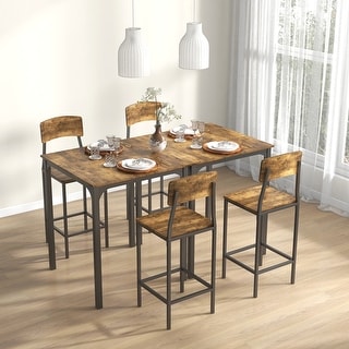 Small Industrial Dining Table Set Square Kitchen Table and Stools Set - Bed Bath & Beyond - 42803319