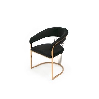 Modrest Linda Modern Black Velvet and Rosegold Dining Chair - Bed Bath ...